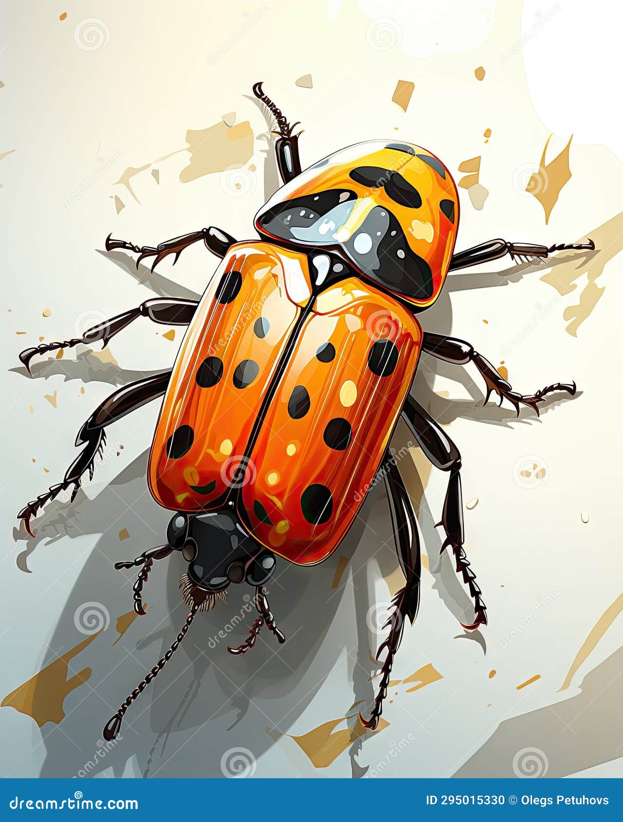 An Orange and Black Bug on a White Background with Spots. Generative Ai ...