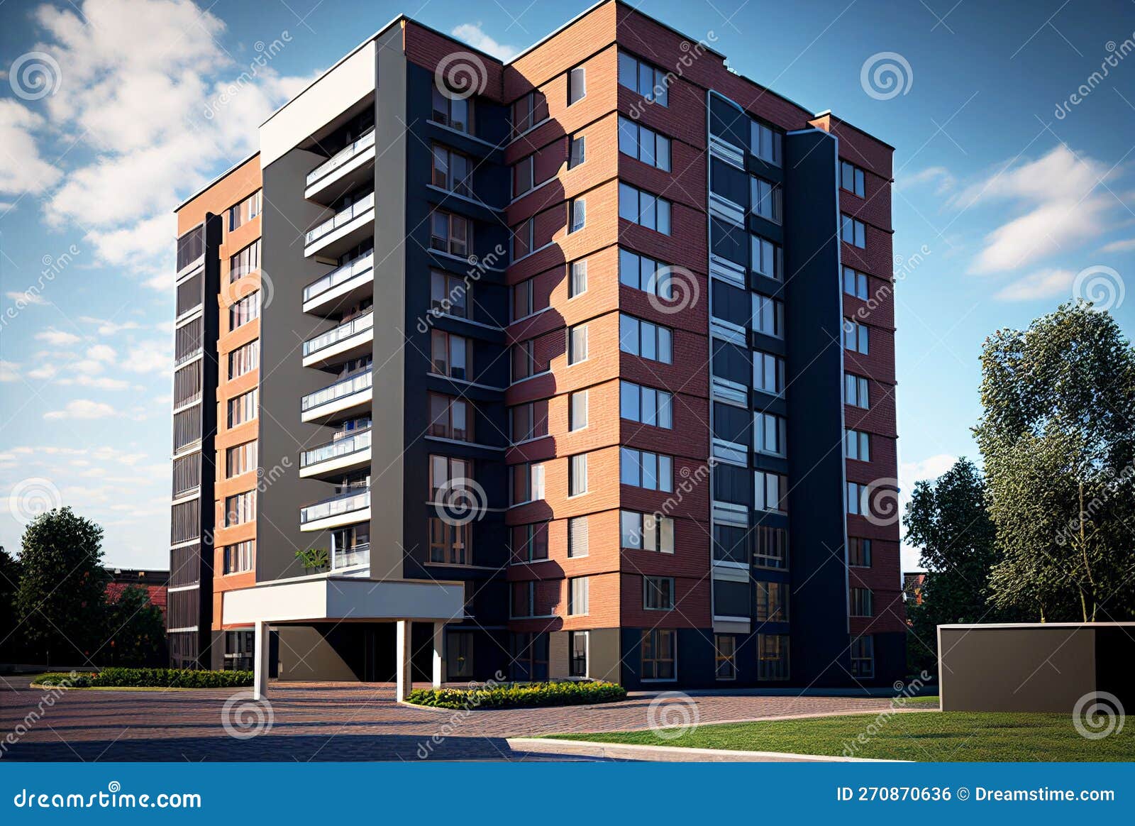 Orange and Black Building with Tree Real Estate Stock Illustration ...