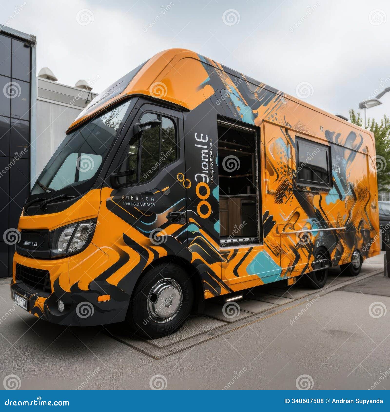 Black Camper Van With Awning Open Royalty-Free Stock Photography ...