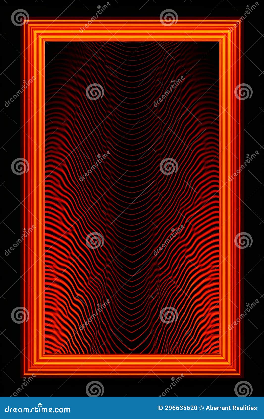 An Orange and Black Frame with a Wave Pattern on it Stock Illustration ...