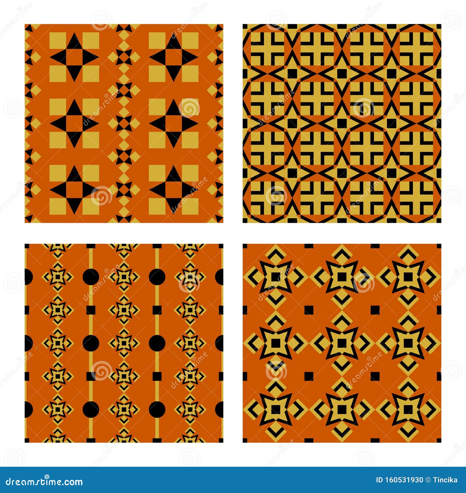 Geometric Seamless Pattern in Orange and Black Colors. Stock Vector ...