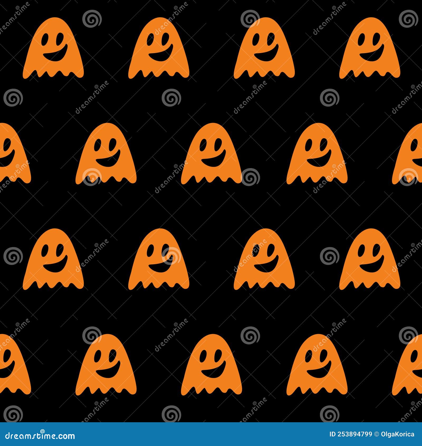 Orange Black Ghost Seamless Pattern Background for Wrapping Paper Stock ...