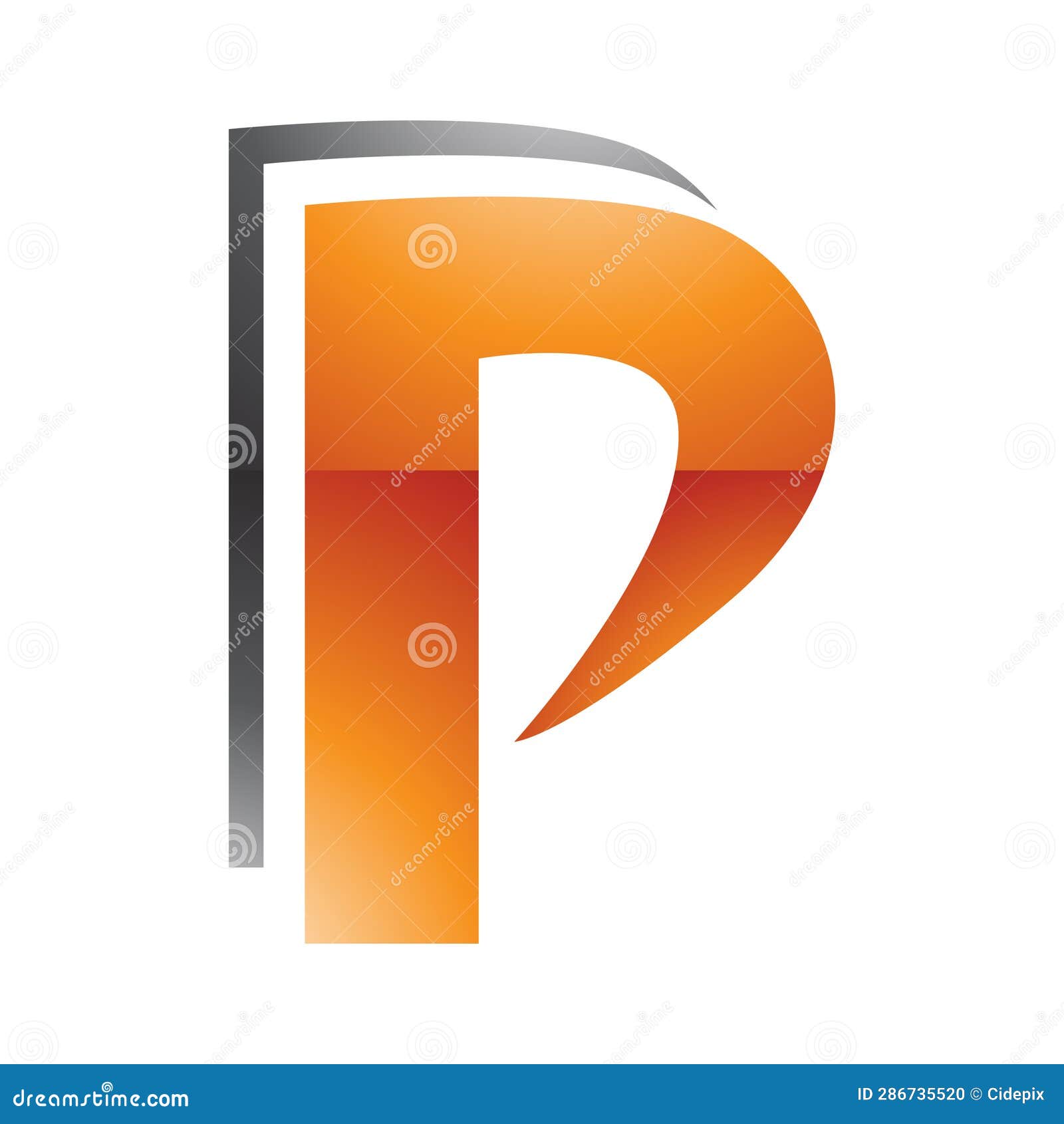 Orange and Black Glossy Layered Letter P Icon Stock Vector ...