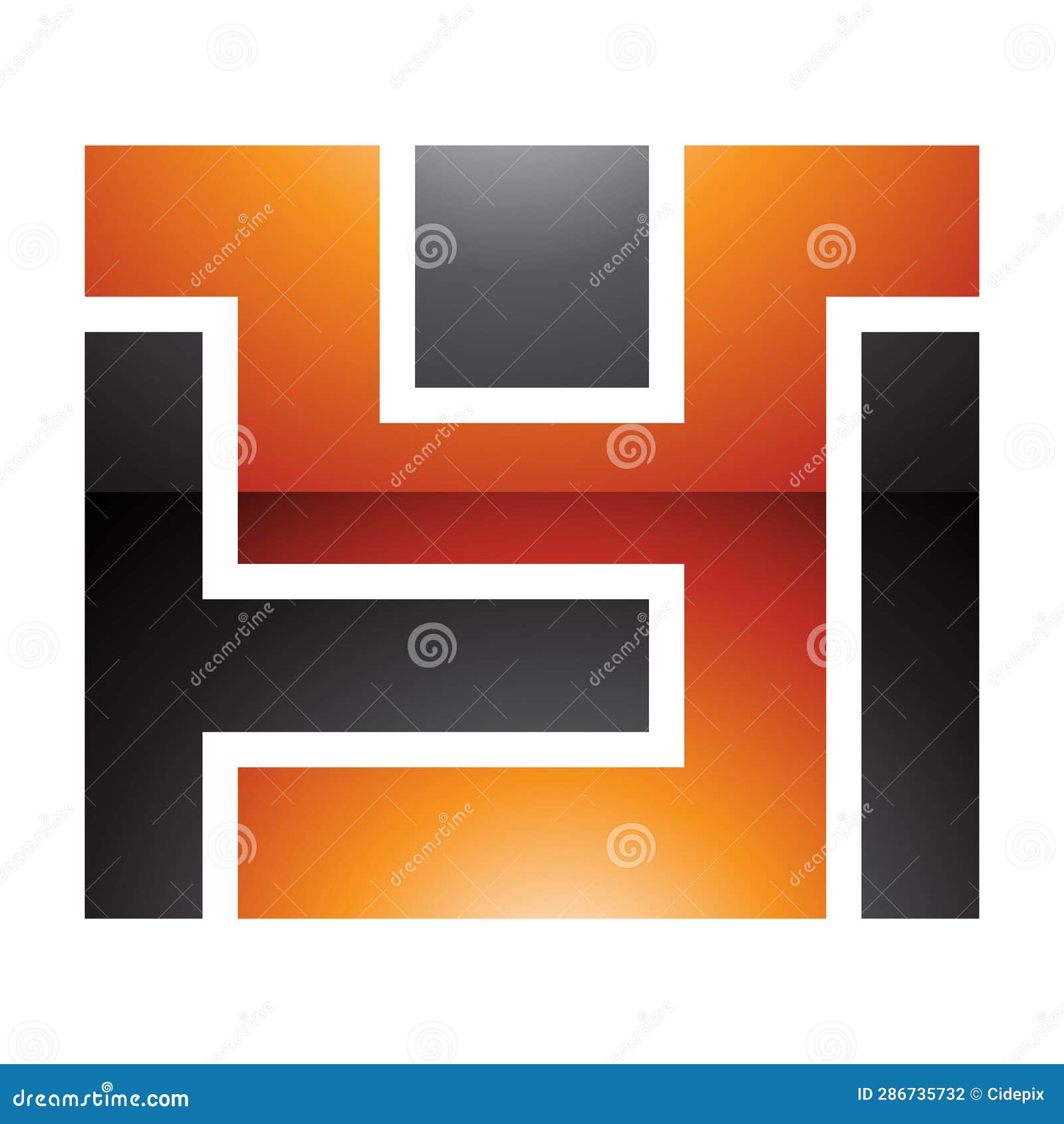 Orange and Black Glossy Rectangle Shaped Letter Y Icon Stock Vector ...
