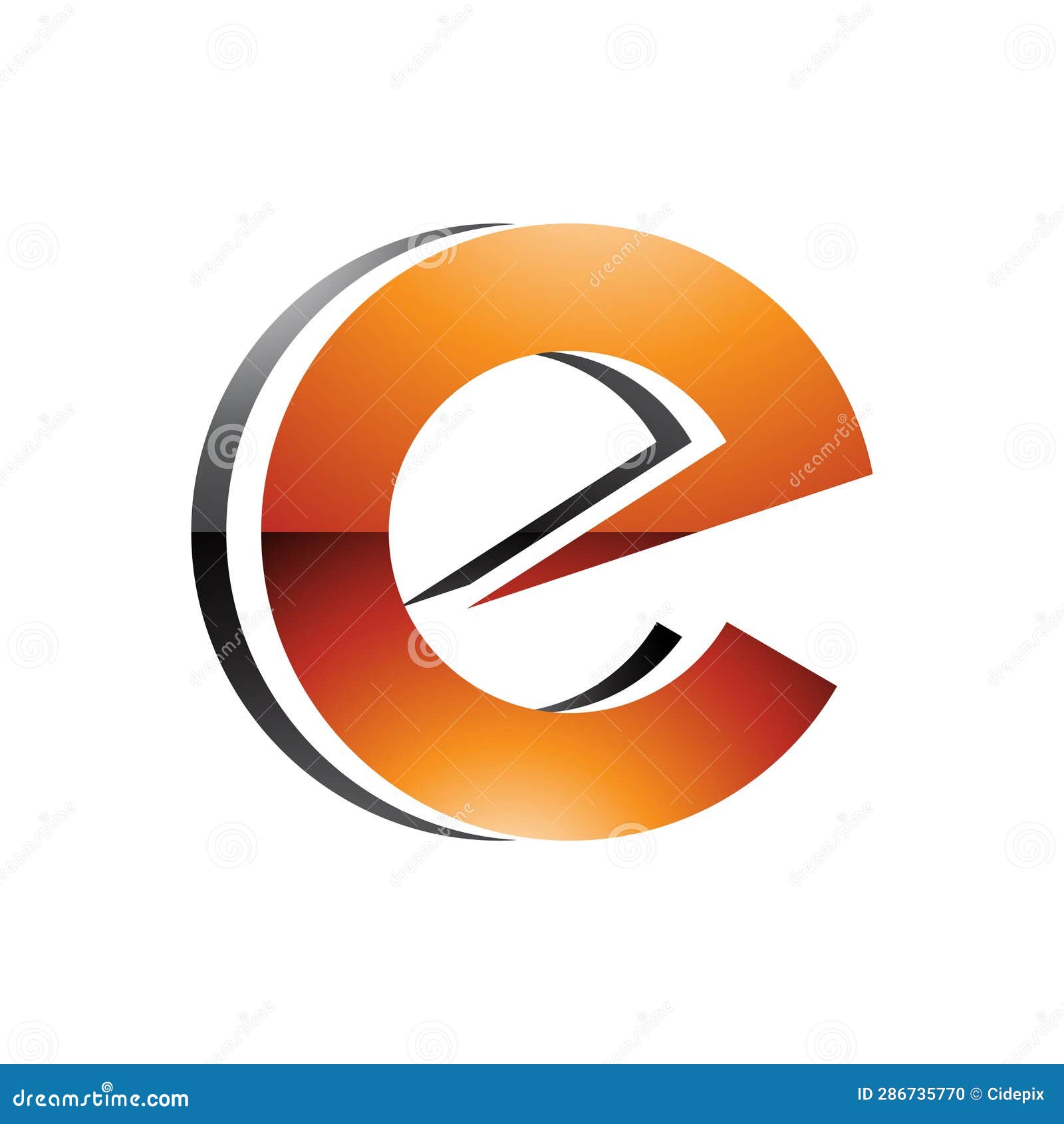 Orange and Black Glossy Round Layered Lowercase Letter E Icon Stock ...