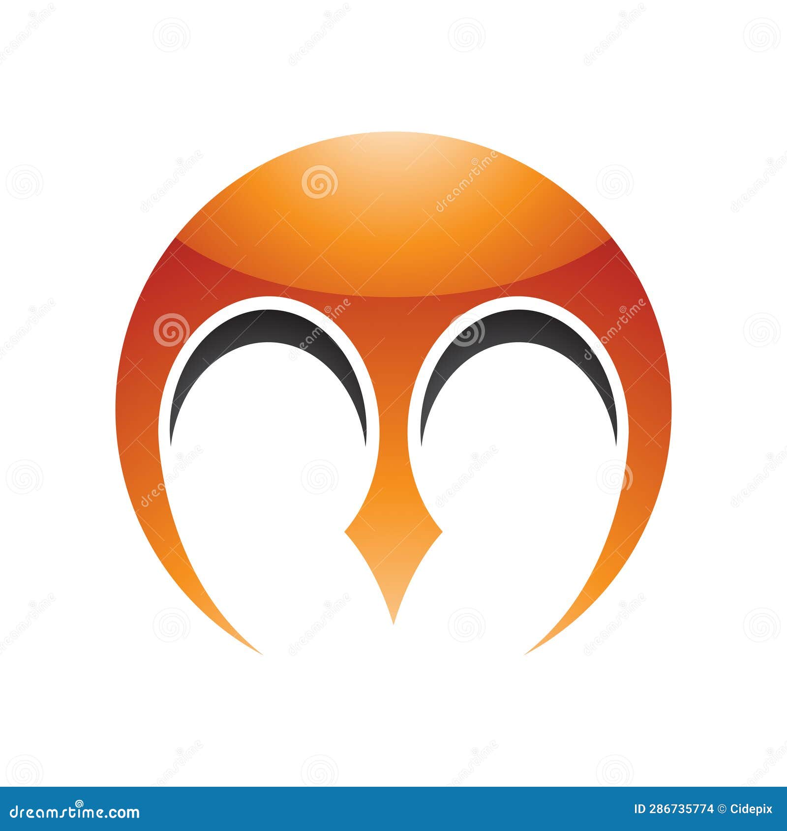 Orange and Black Glossy Round Letter M Icon with Pointy Tips Stock ...