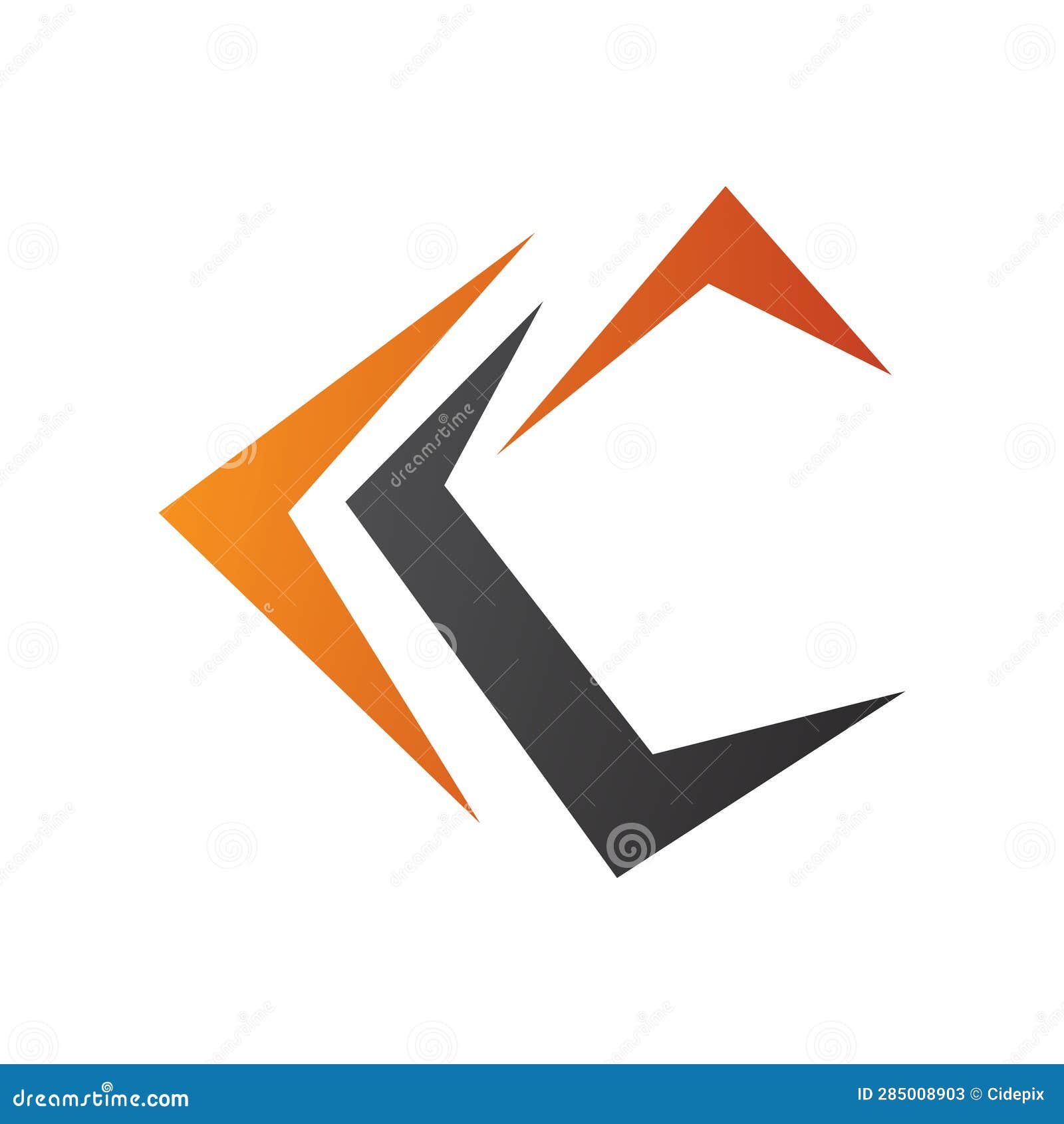 Orange and Black Letter C Icon with Pointy Tips Stock Vector ...