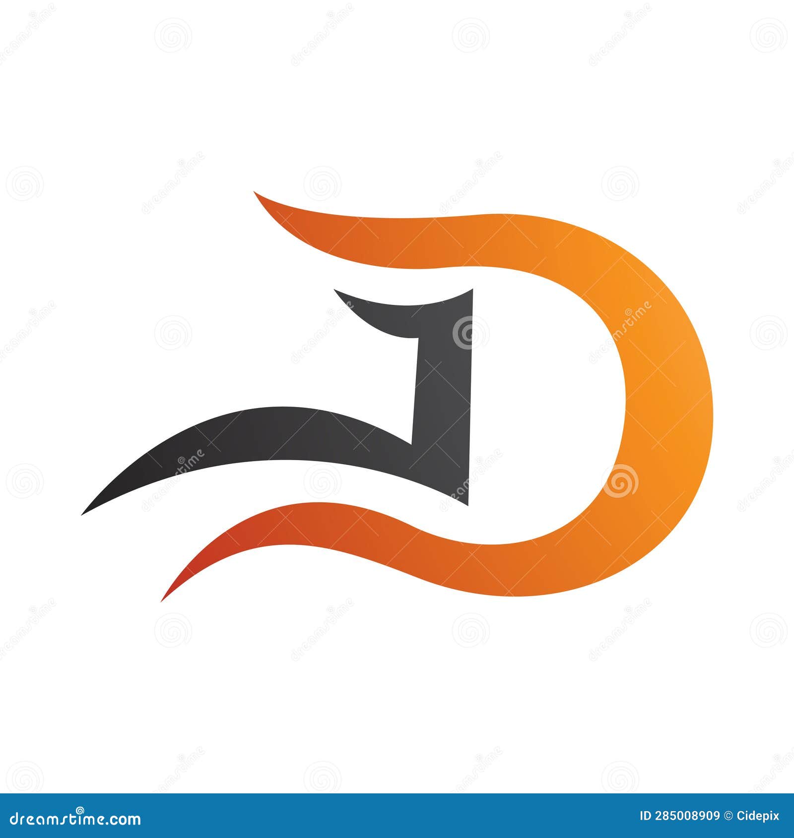 Orange and Black Letter D Icon with Wavy Curves Stock Vector ...