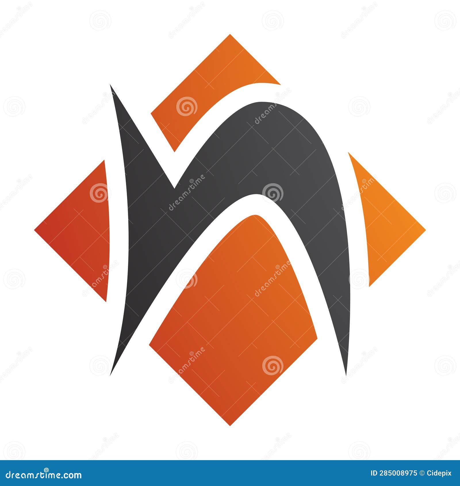 Orange and Black Letter N Icon with a Square Diamond Shape Stock Vector ...
