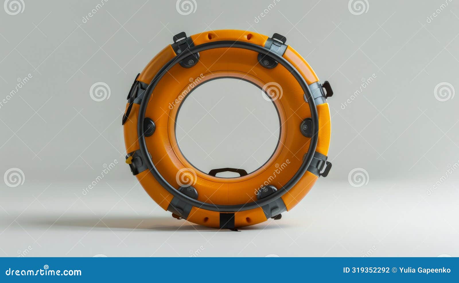 Orange and Black Life Preserver on White Background Stock Photo - Image ...
