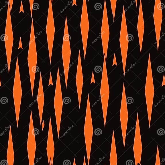 An Orange and Black Pattern with Triangles on it Stock Illustration ...