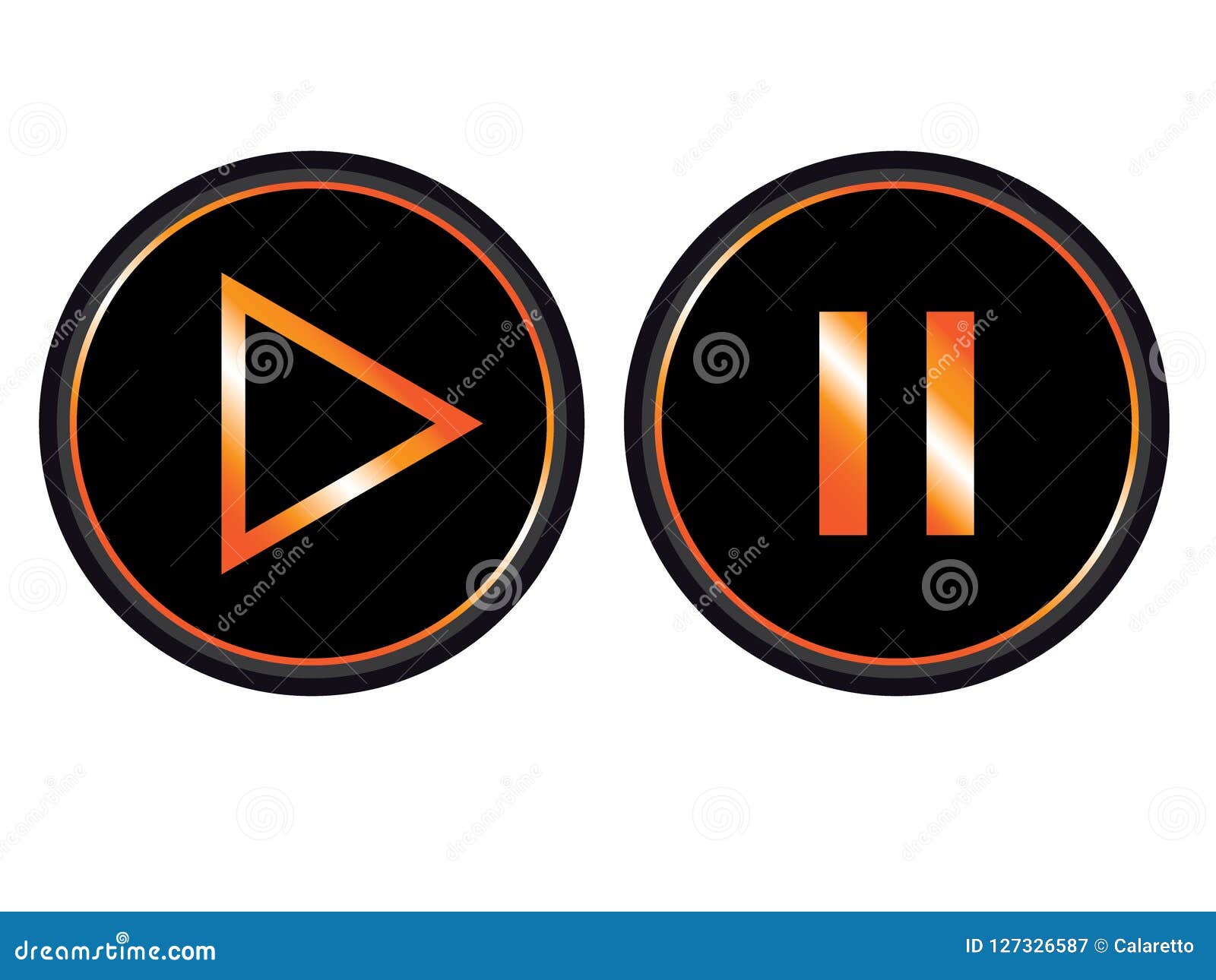 Orange Black Play Pause Button Icon Vector Stock Vector - Illustration ...