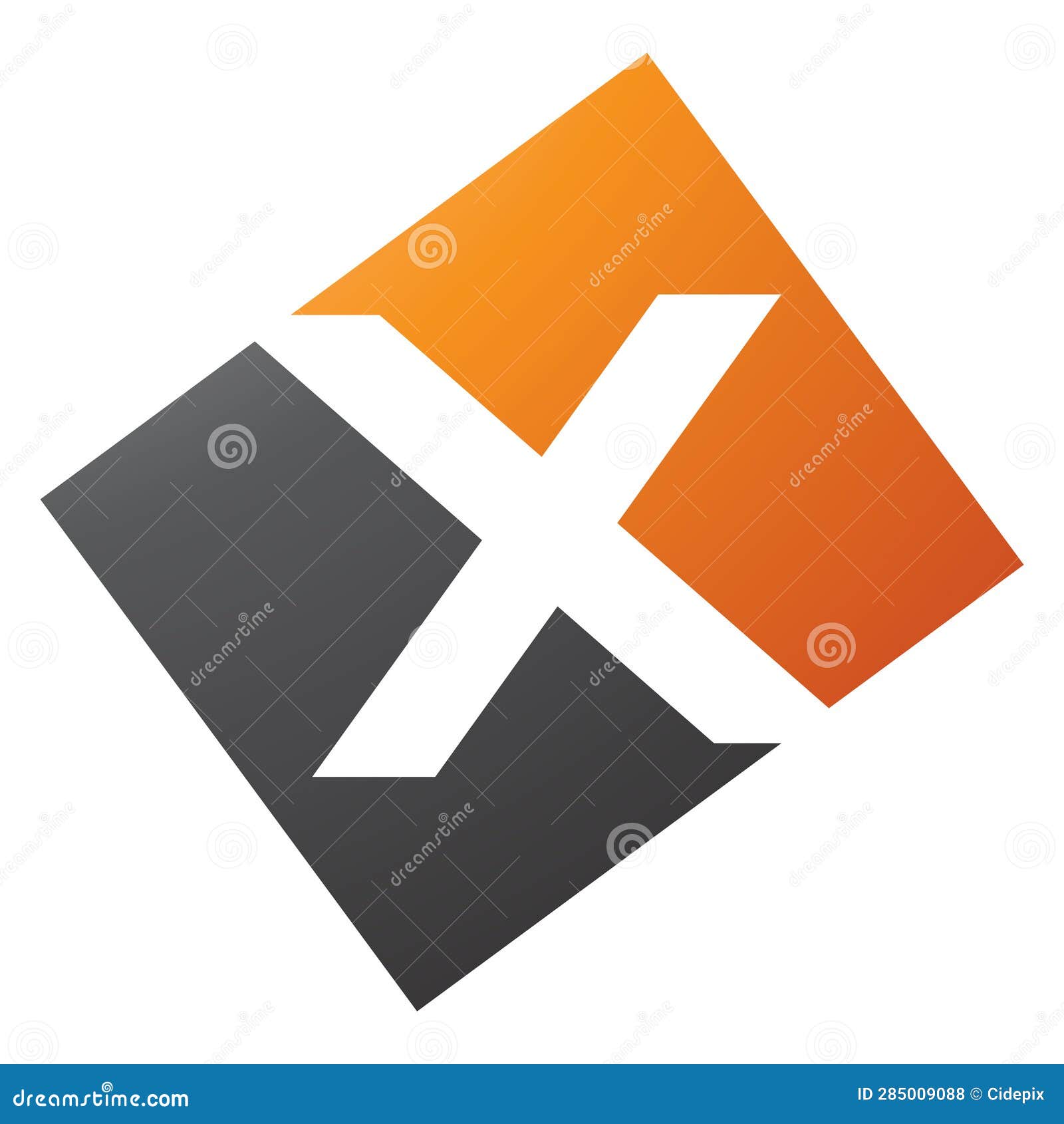 Orange and Black Rectangle Shaped Letter X Icon Stock Vector ...