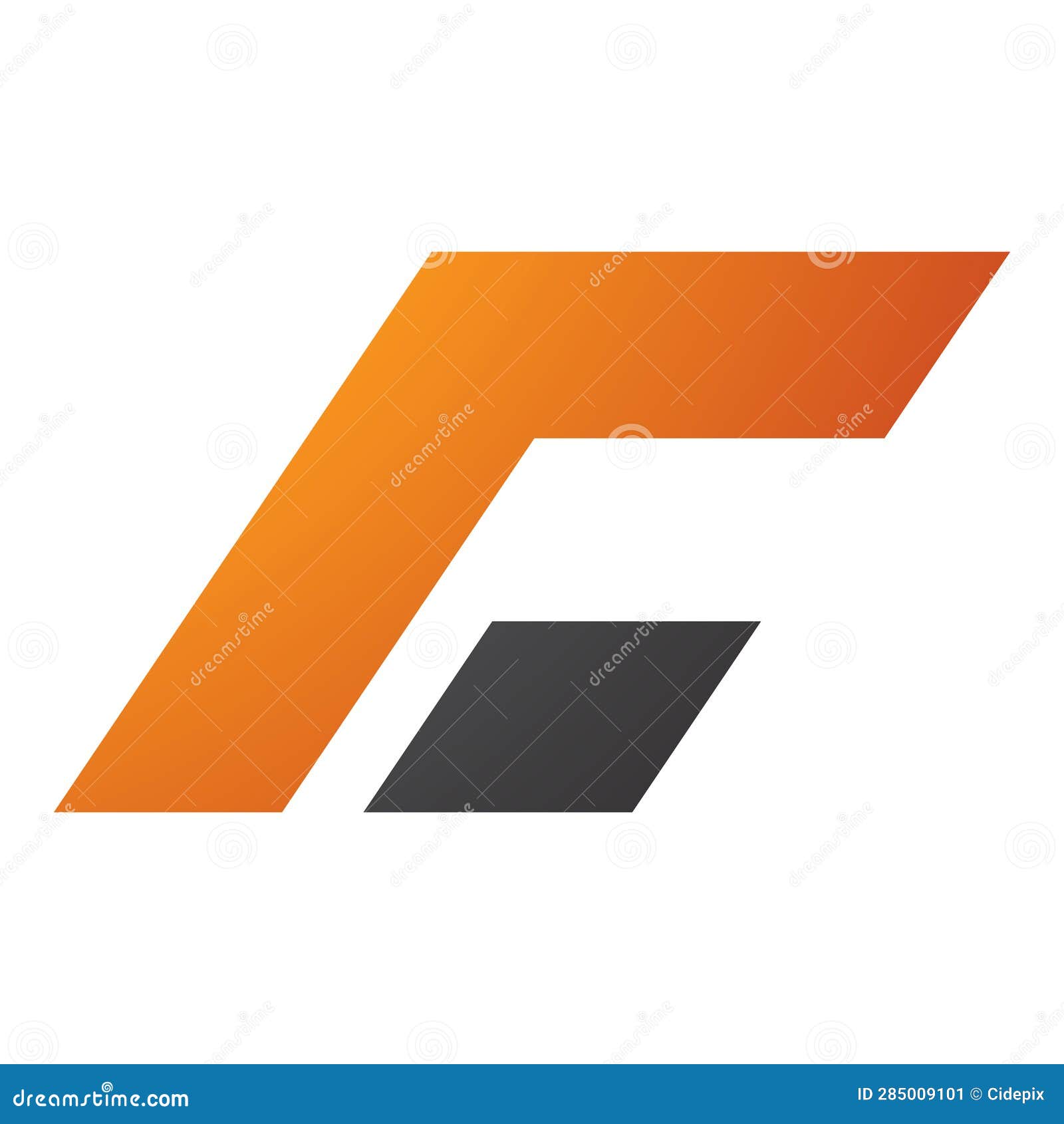 Orange and Black Rectangular Italic Letter C Icon Stock Vector ...