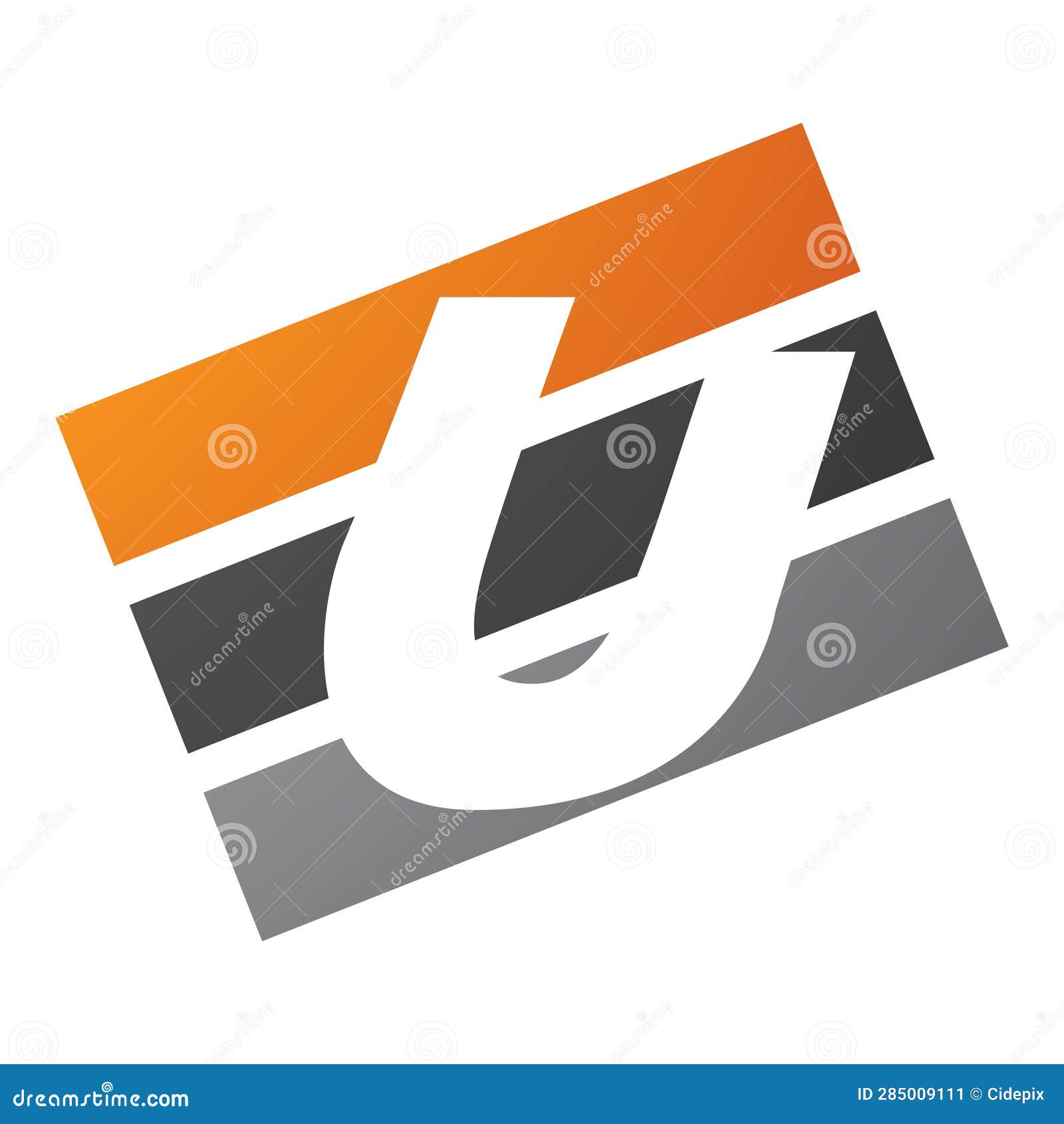 Orange and Black Rectangular Shaped Letter U Icon Stock Vector ...