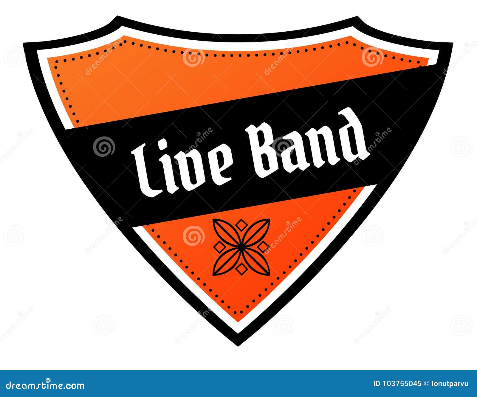 Orange and Black Shield with LIVE BAND Text. Stock Illustration ...