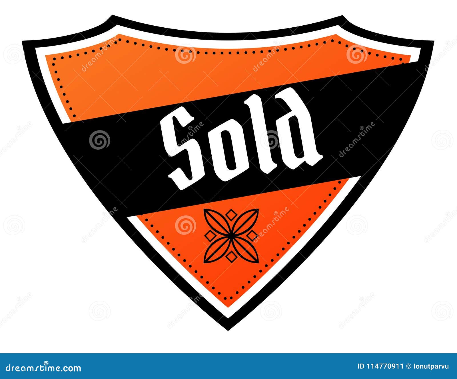 Orange and Black Shield with SOLD Text. Stock Illustration ...