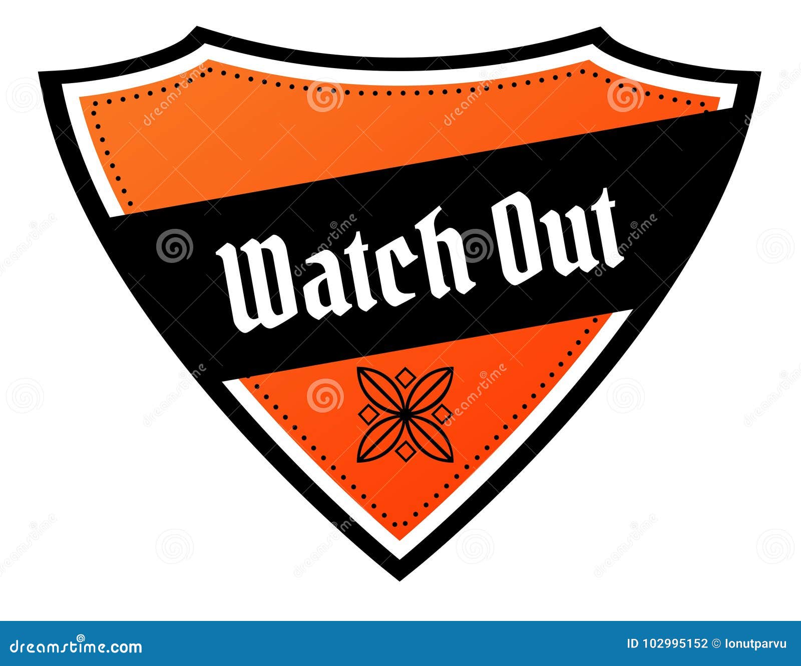 Orange and Black Shield with WATCH OUT Text. Stock Illustration ...