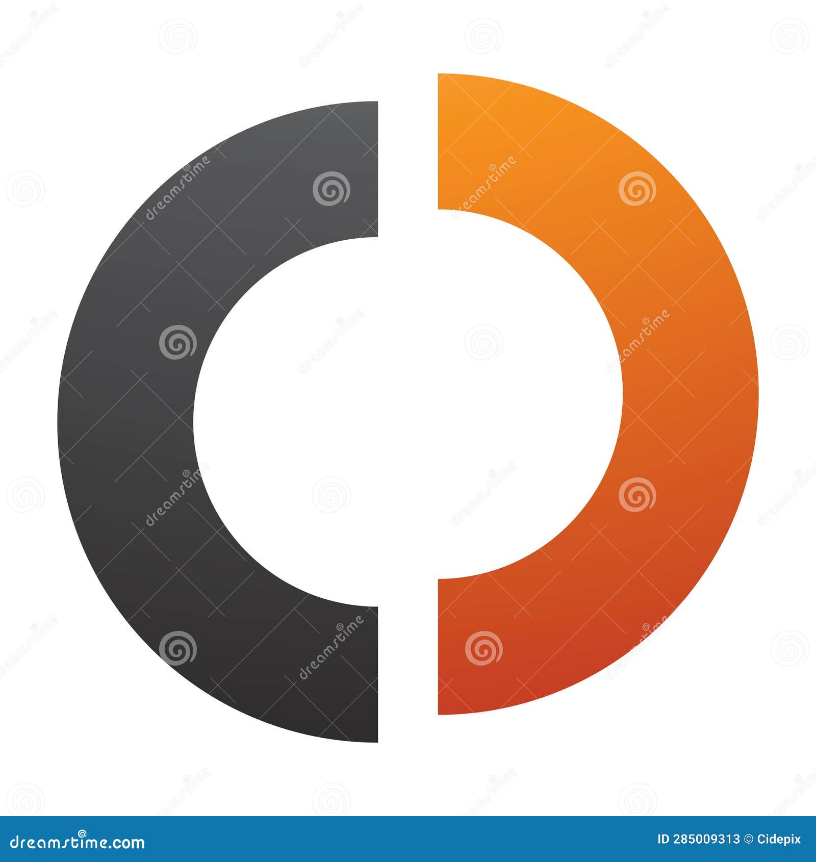 Orange and Black Split Shaped Letter O Icon Stock Vector - Illustration ...