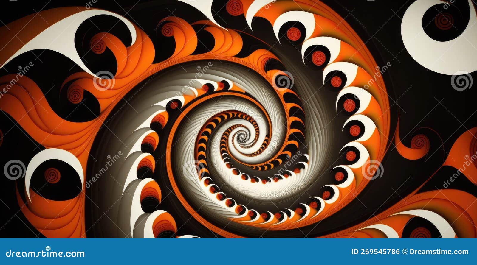 Orange Black and White Abstract Recursive Spiral Texture Pattern ...