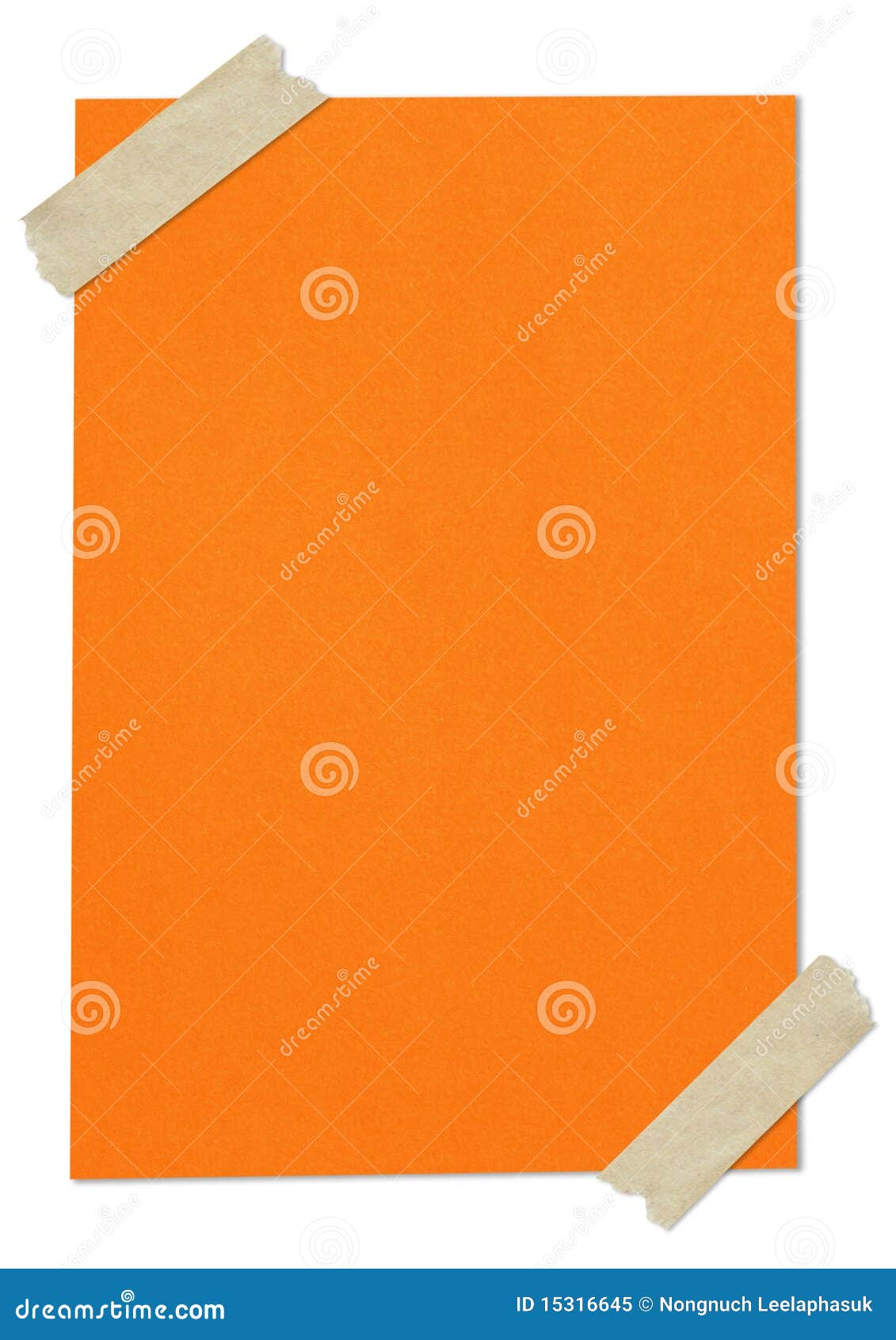 Orange Blank Paper Stuck with Brown Tape Stock Image - Image of brown ...