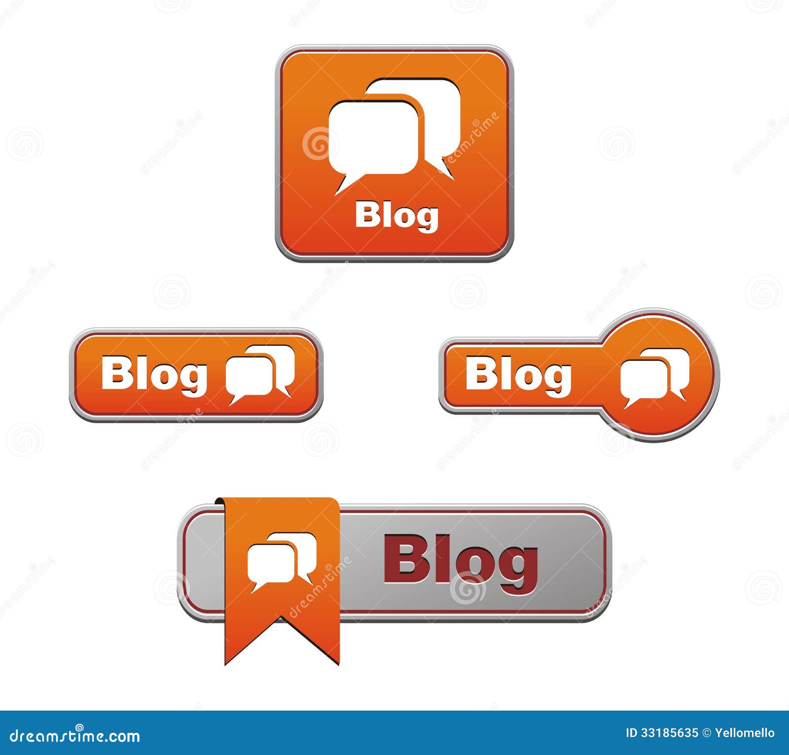 Orange blog buttons stock illustration. Illustration of community ...