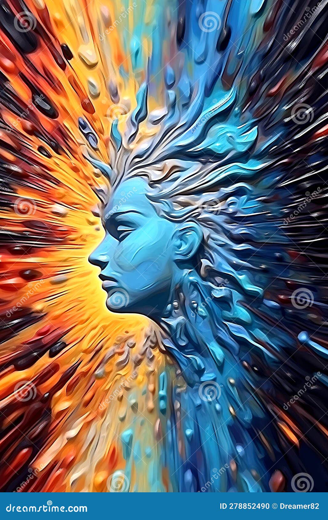 Orange Blue Abstract Bas-relief. a Face Created by Organic Shapes Stock ...