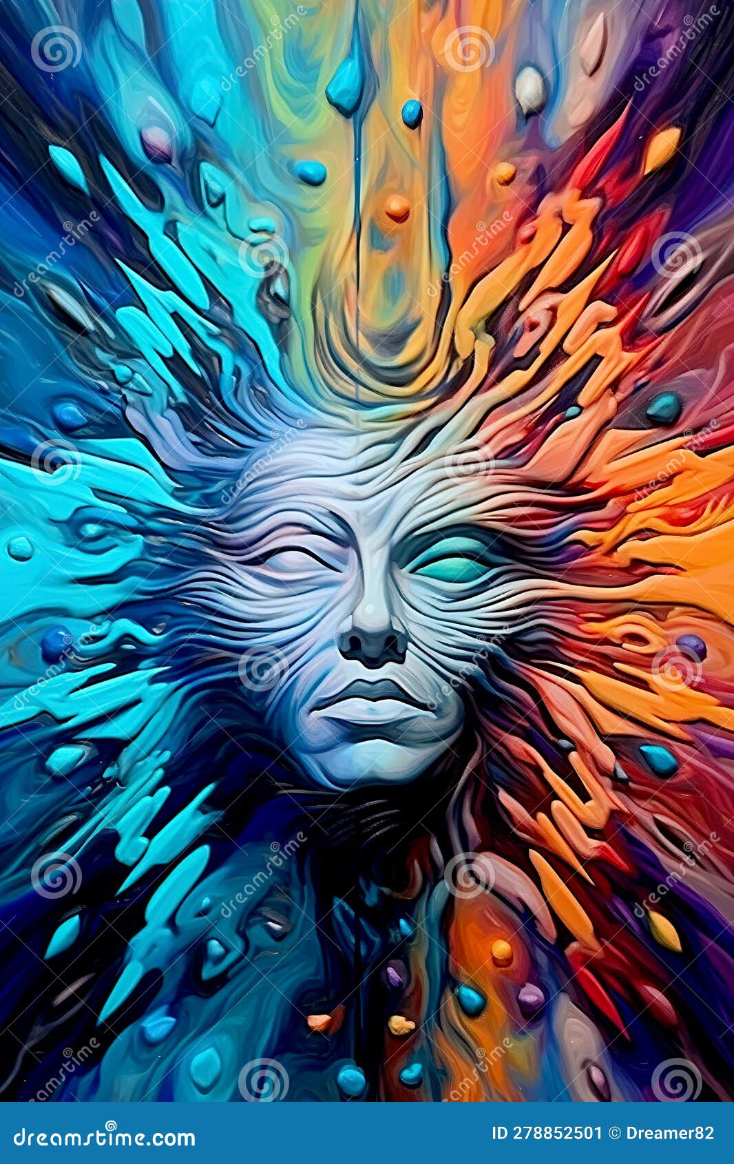 Orange Blue Abstract Bas-relief. a Face Created by Organic Shapes Stock ...