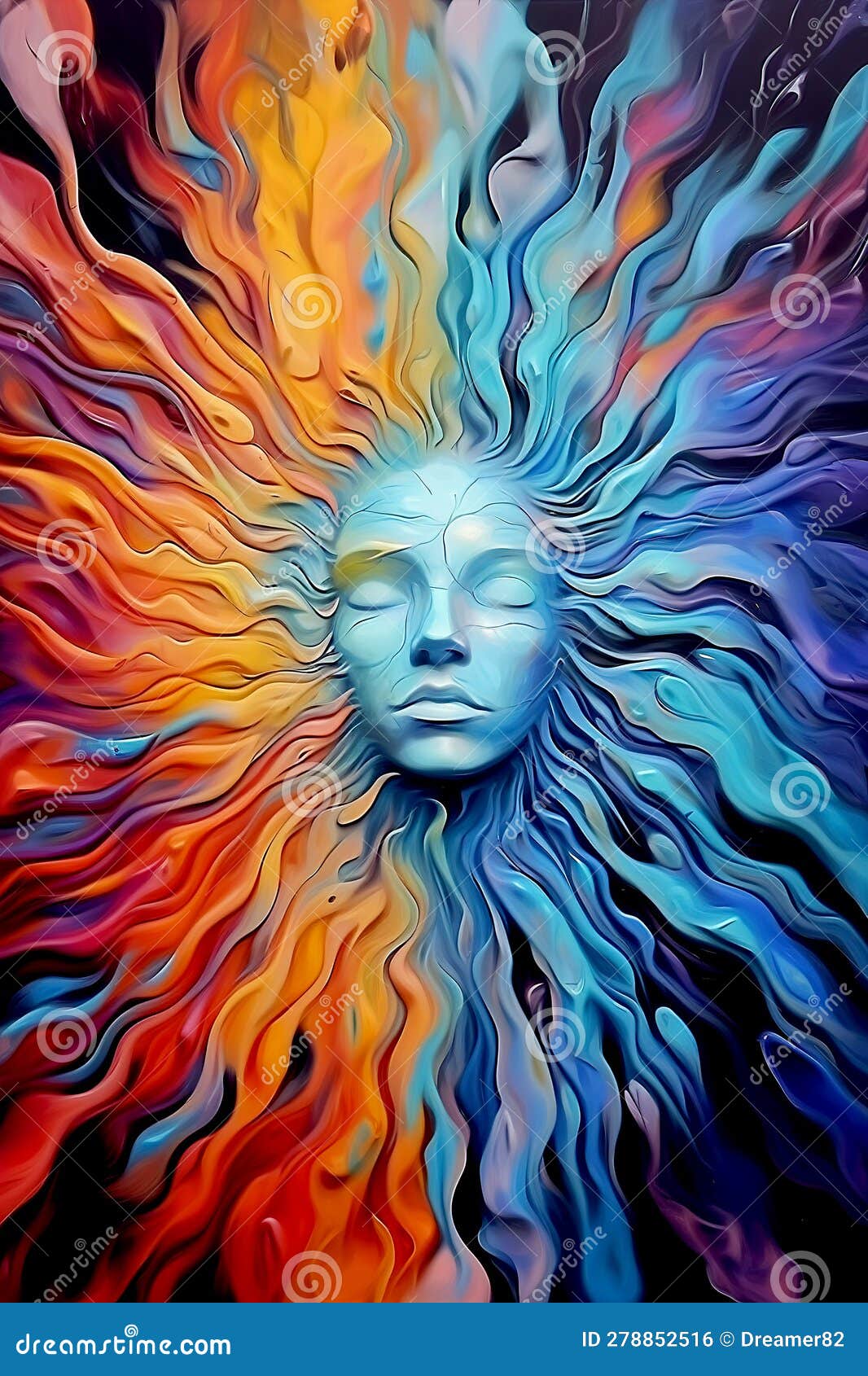 Orange Blue Abstract Bas-relief. a Face Created by Organic Shapes Stock ...