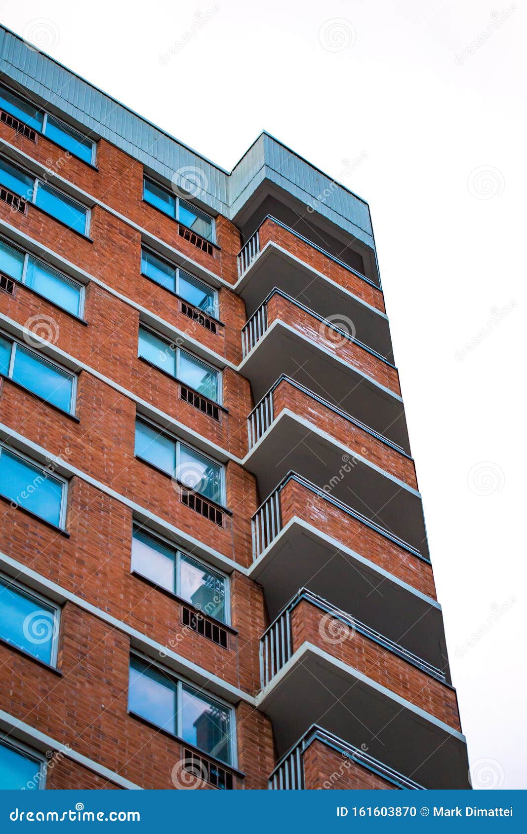 Orange and Blue Abstract Building Architecture Perspective. Angled ...