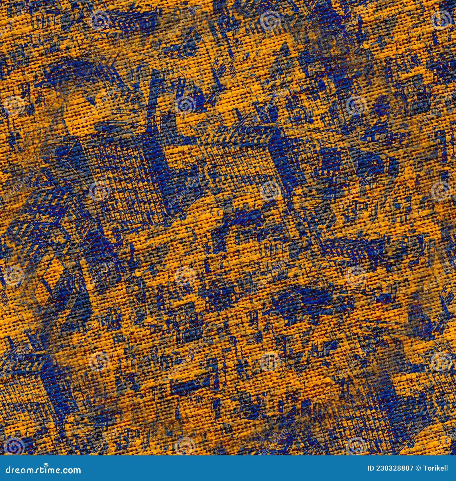 Orange and Blue Abstract Fabric Texture. Seamless Raster Pattern. Stock ...