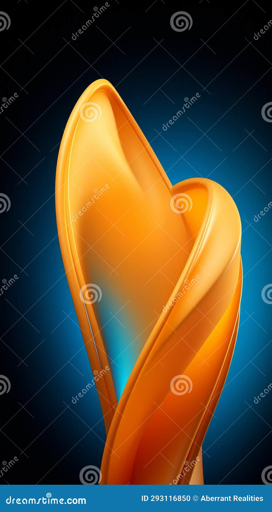 An Orange and Blue Abstract Shape on a Dark Background Stock ...