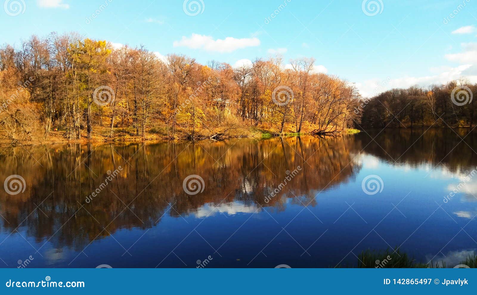 Orange-blue Autumn on the Water Stock Image - Image of blue, orangeblue ...