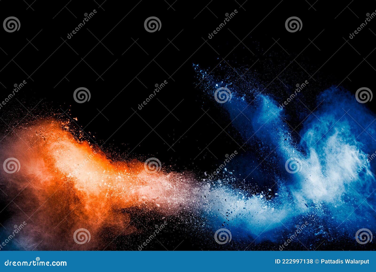 Orange Blue Color Powder Explosion on Black Background Stock Photo ...