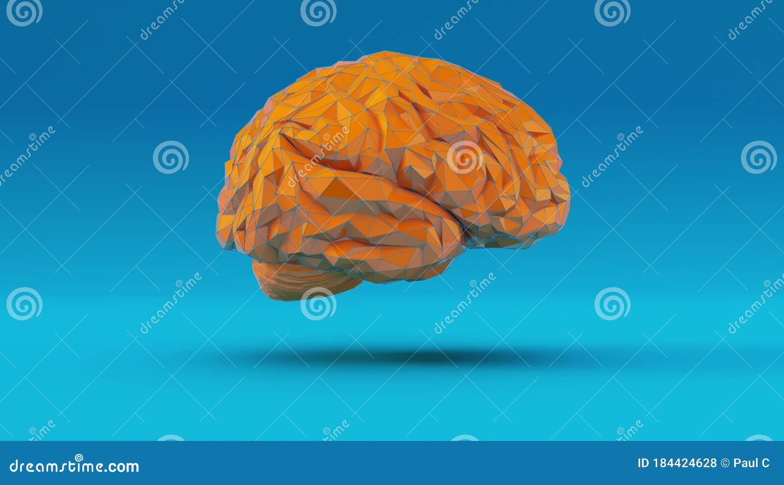 Orange Blue Cyber Brain Angular Artificial Intelligence with Blue ...