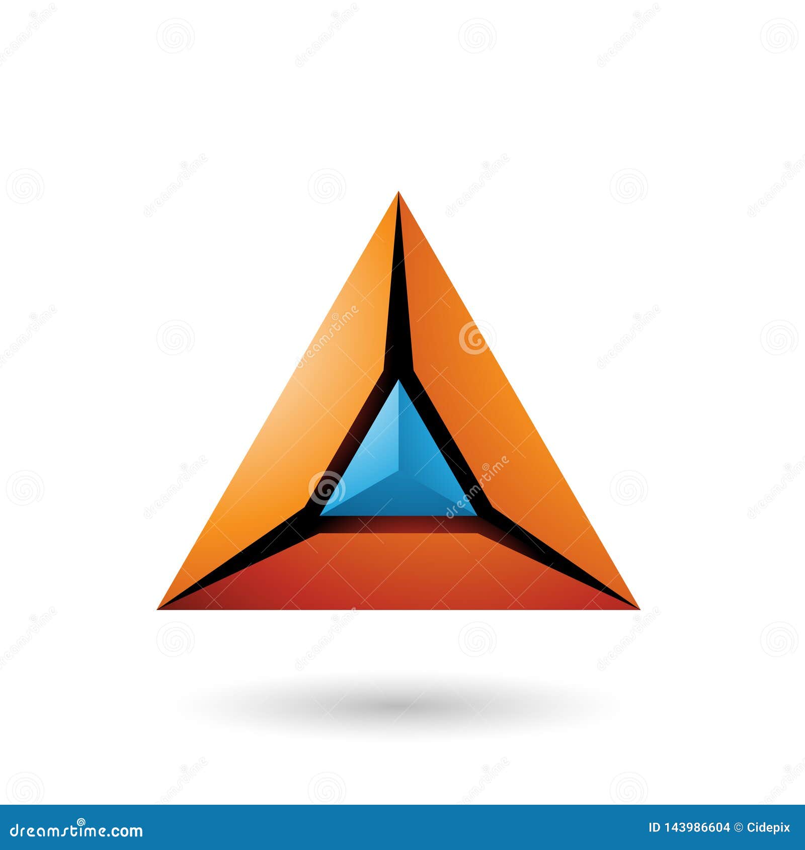 Orange and Blue 3d Pyramid Icon Vector Illustration Stock Vector ...