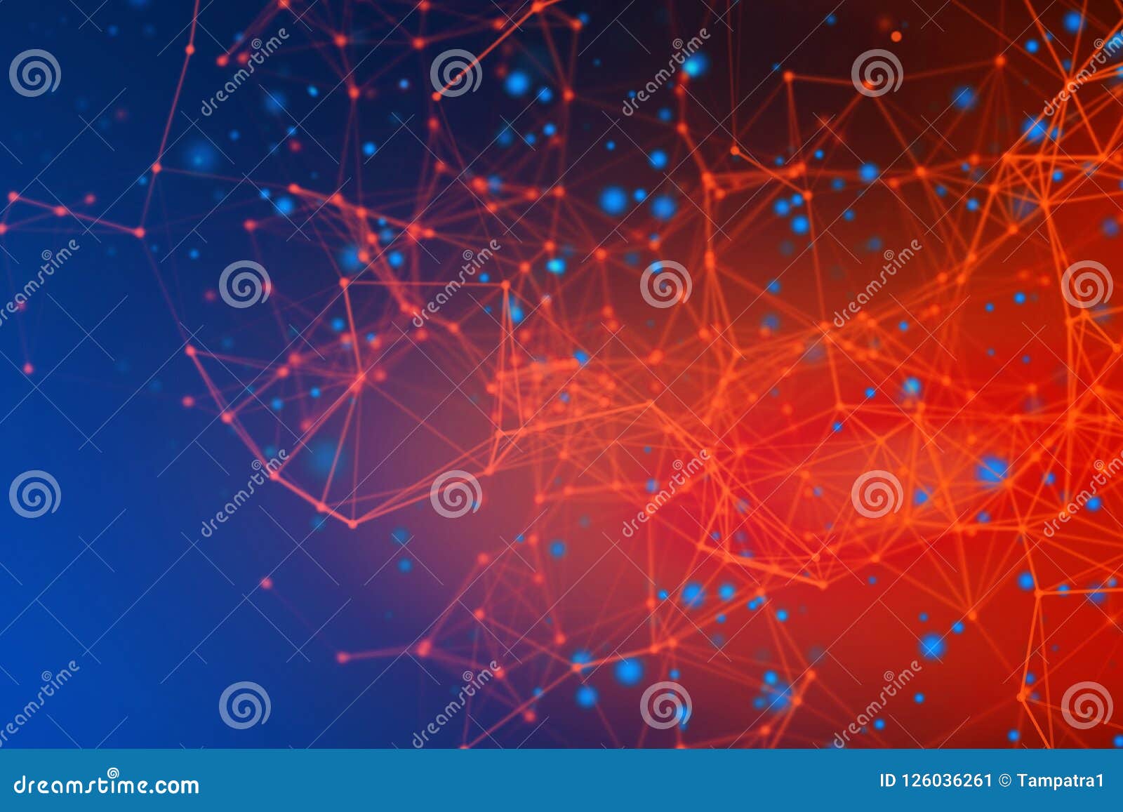 Orange and Blue Digital Data and Network Connection Triangle Lin Stock ...