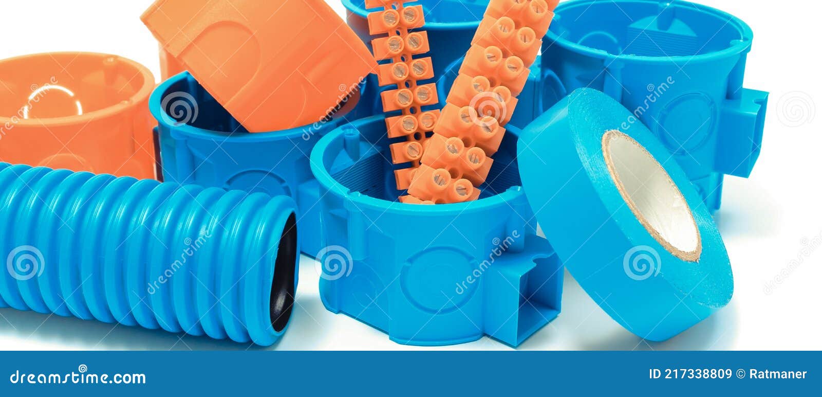 Orange and Blue Electrical Boxes and Other Components Using in ...
