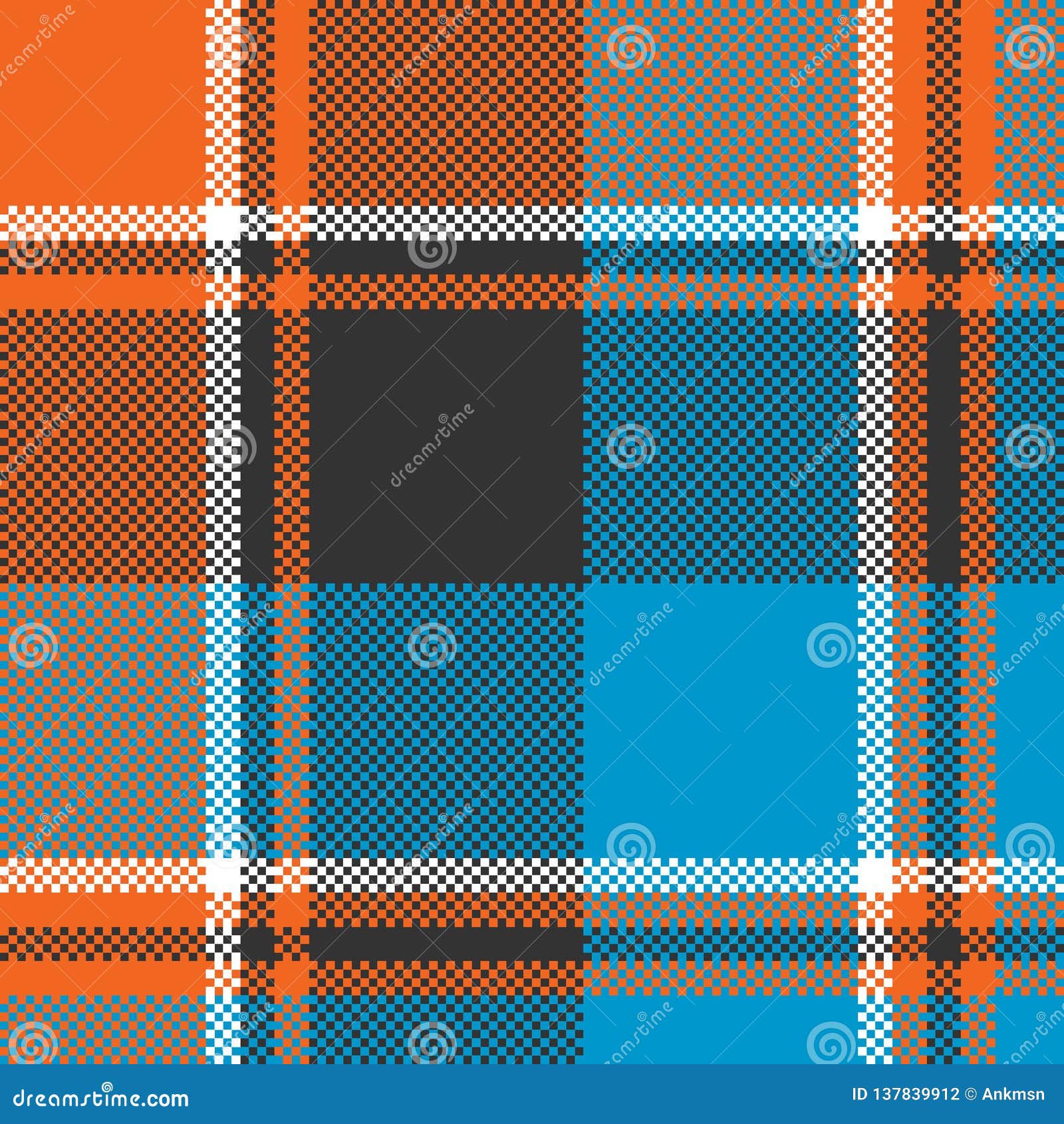 Orange Blue Fabric Texture Seamless Pattern Stock Vector - Illustration ...