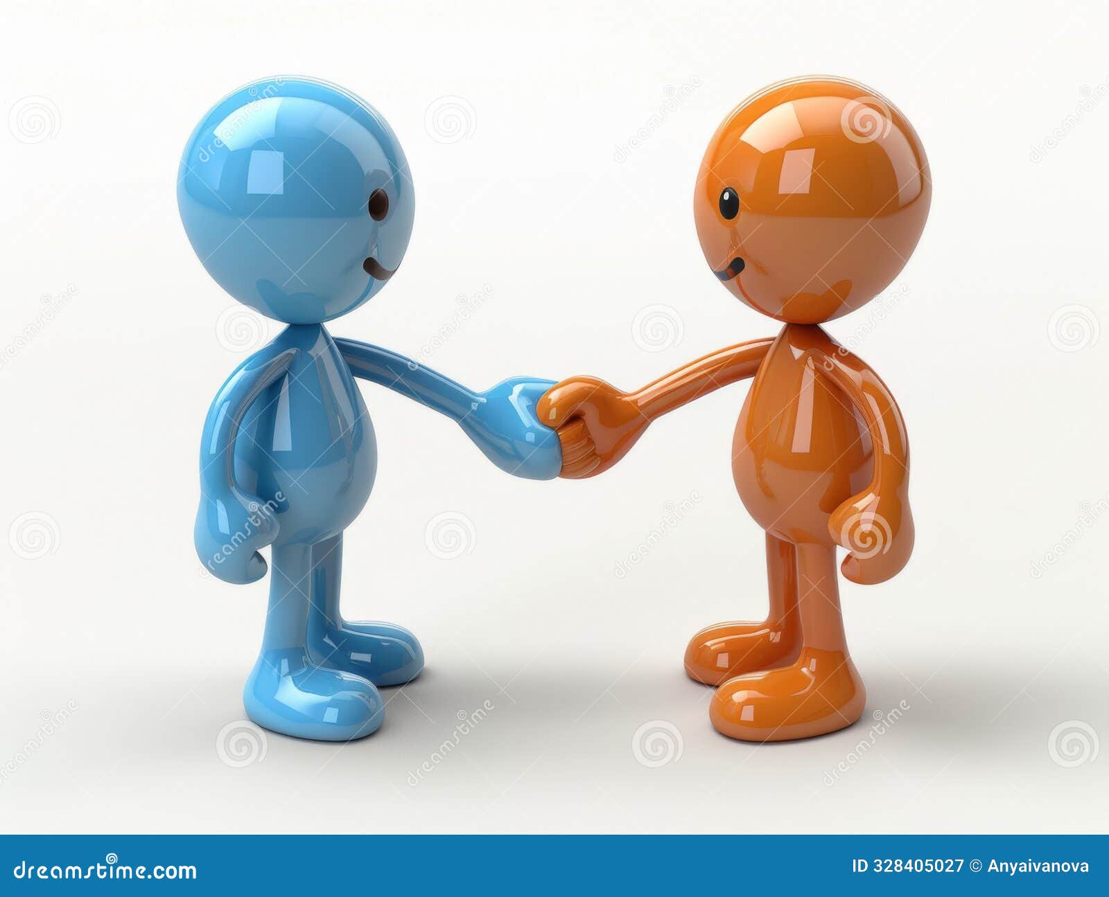 Orange and Blue Figures Shaking Hands - Unity and Cooperation Concept ...
