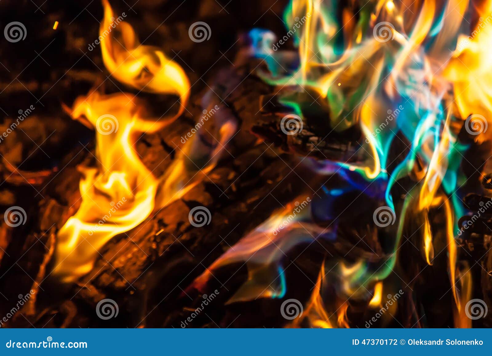 Orange and Blue Flames of Fire Stock Photo - Image of fiery, cooking ...