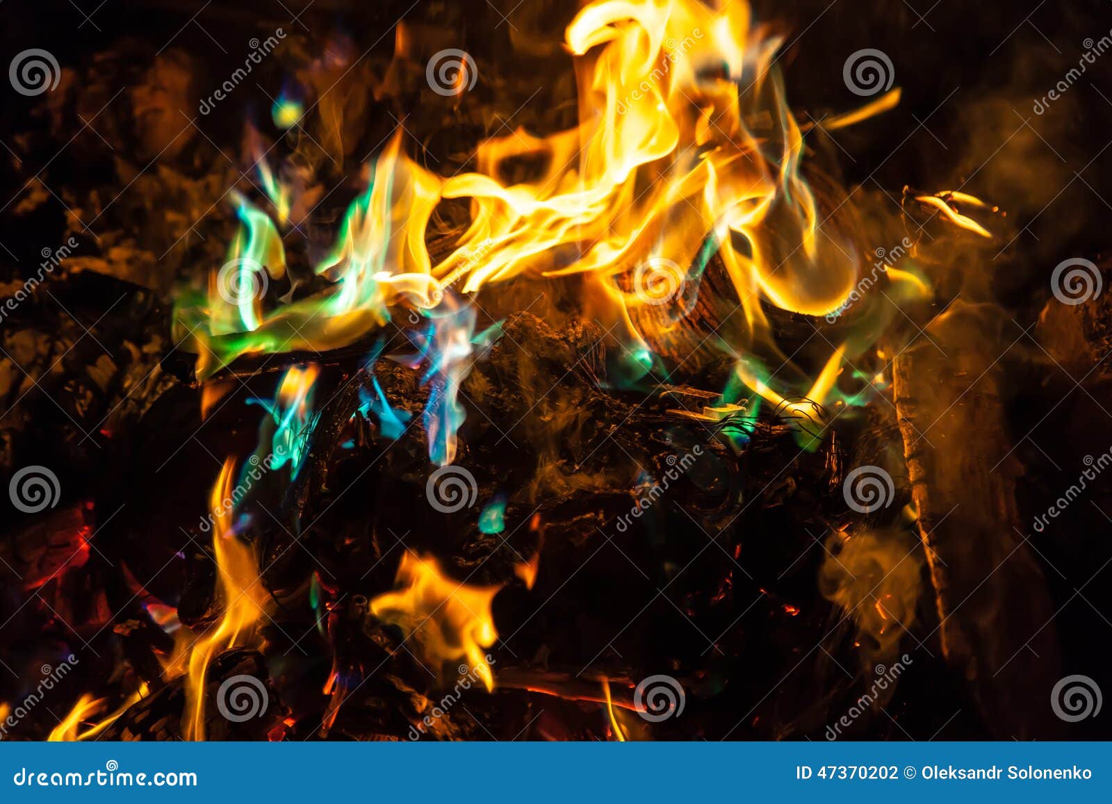 Orange and Blue Flames of Fire Stock Photo - Image of bonfire, fiery ...