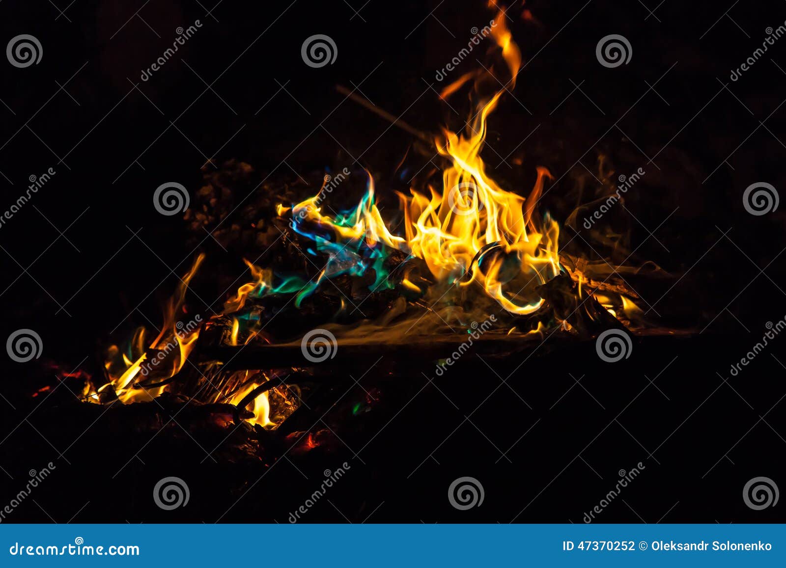 Orange and Blue Flames of Fire Stock Photo - Image of design, frame ...