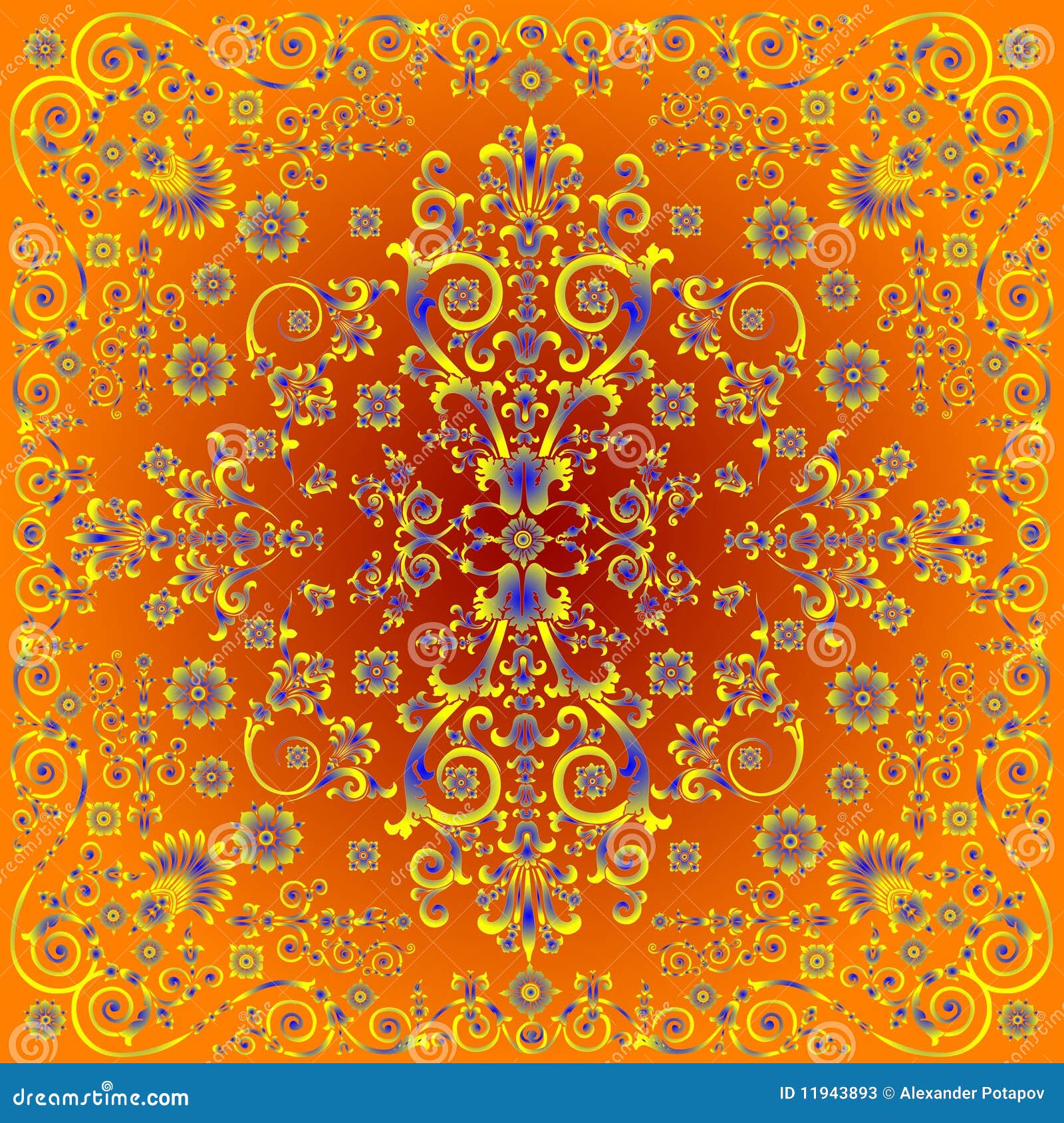 Orange and Blue Floral Background Stock Vector - Illustration of shape ...