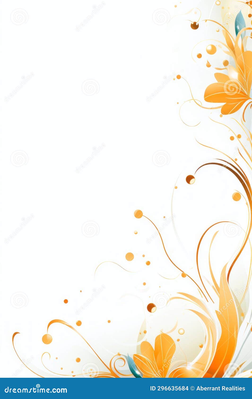An Orange and Blue Floral Background with a White Border Stock ...