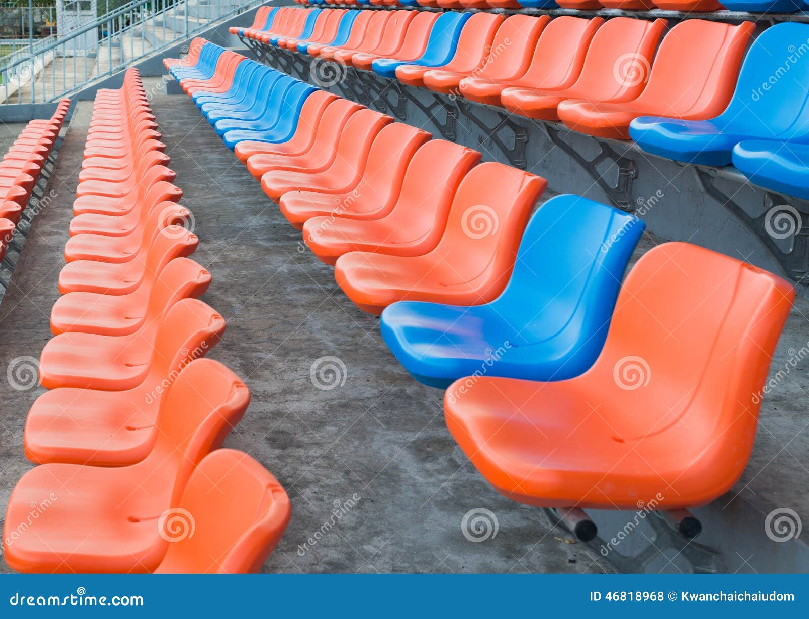 Orange and Blue Grandstand Chairs Stock Photo - Image of football ...