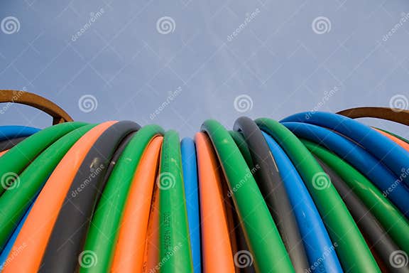Orange, Blue, Green Telecommunication Cables Stock Photo - Image of ...