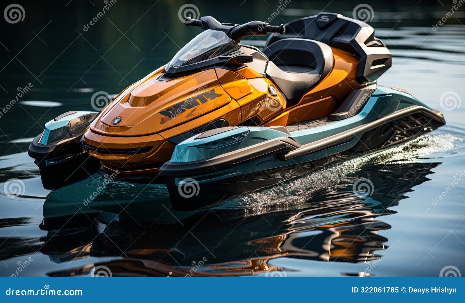 Orange and Blue Jet Ski in Water Stock Image - Image of water ...