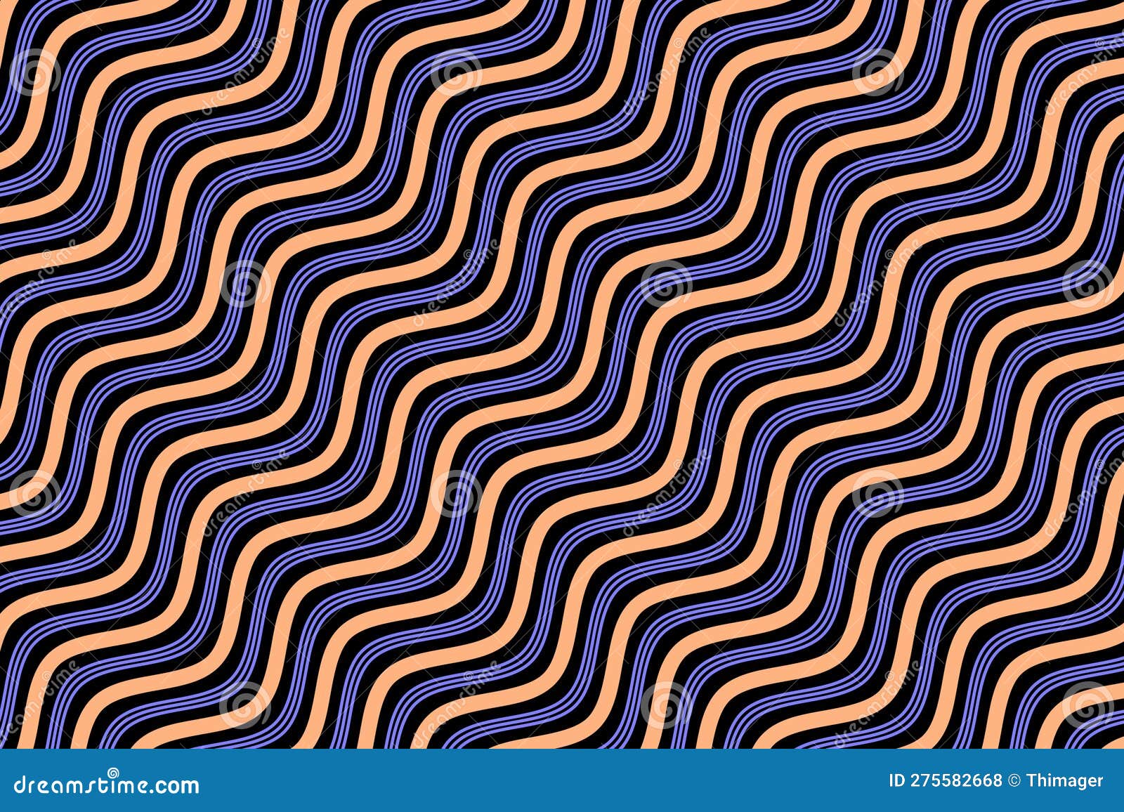 Orange and Blue Liquid Wave Lines Repeating Pattern on Black Background Vector. Stock Vector ...