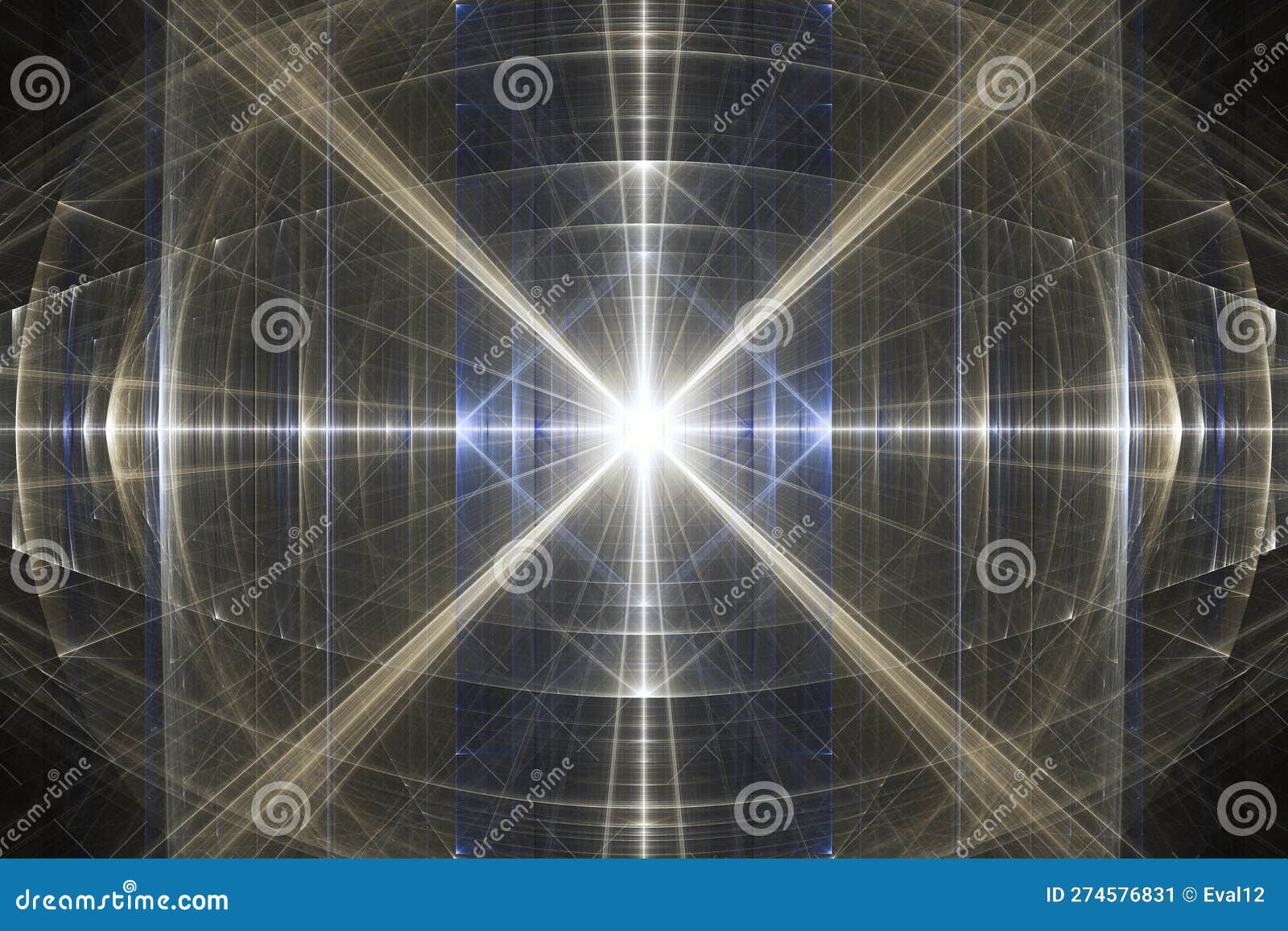 Orange Blue Luminous Pattern of Curved Shapes and Rays on a Black ...